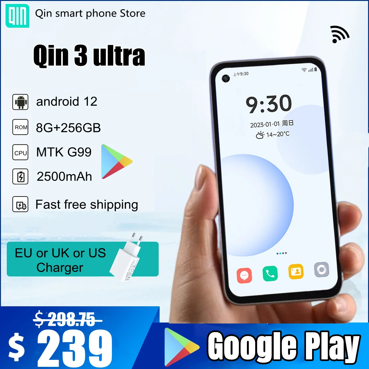 Qin 3 Ultra Global Version Android 12 Mtk G99 5.02 Inch 8gb 256gb ...
