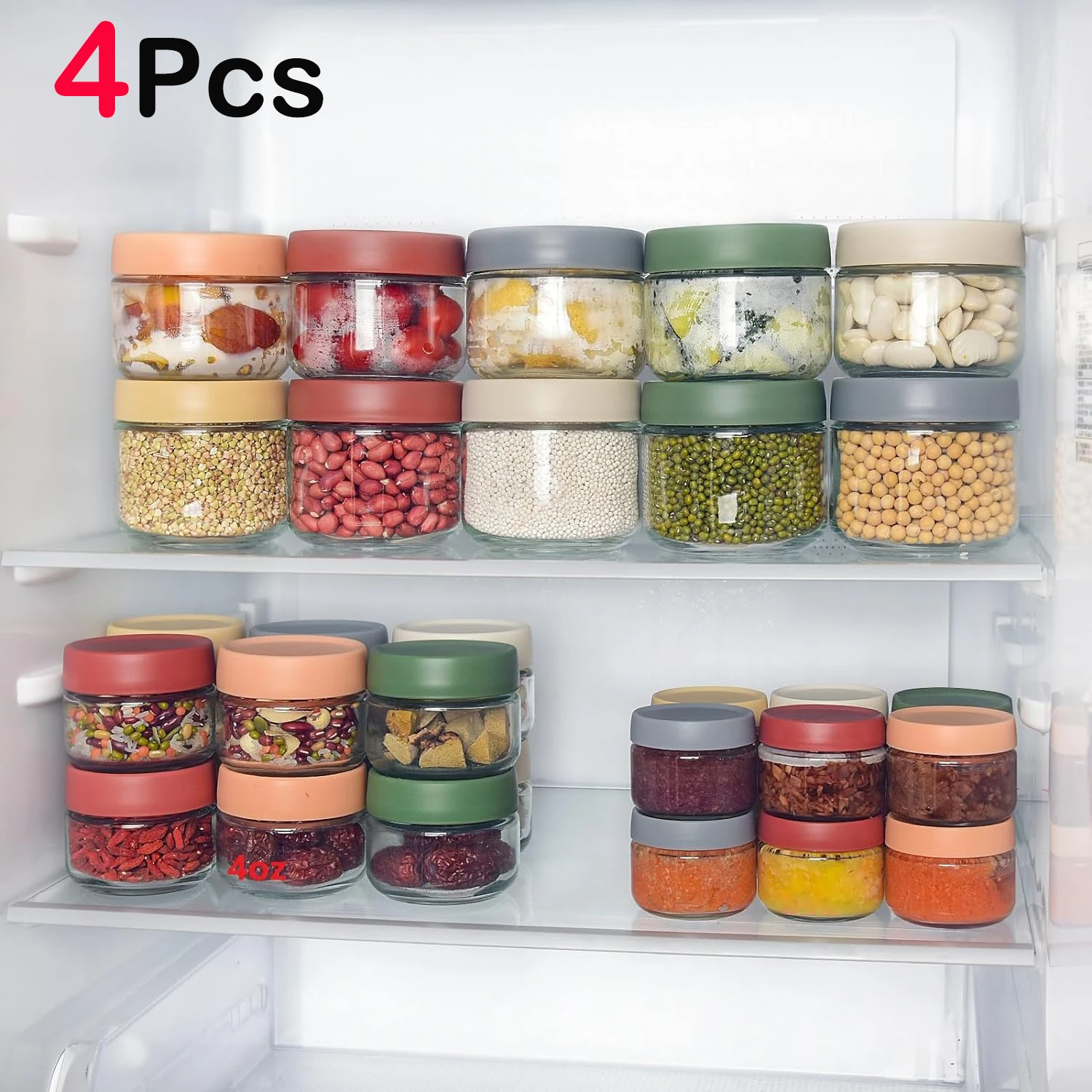4Pcs-Kitchen-Glass-Jar-Reusable-Food-Storage-Jars-with-Lid-Overnight ...