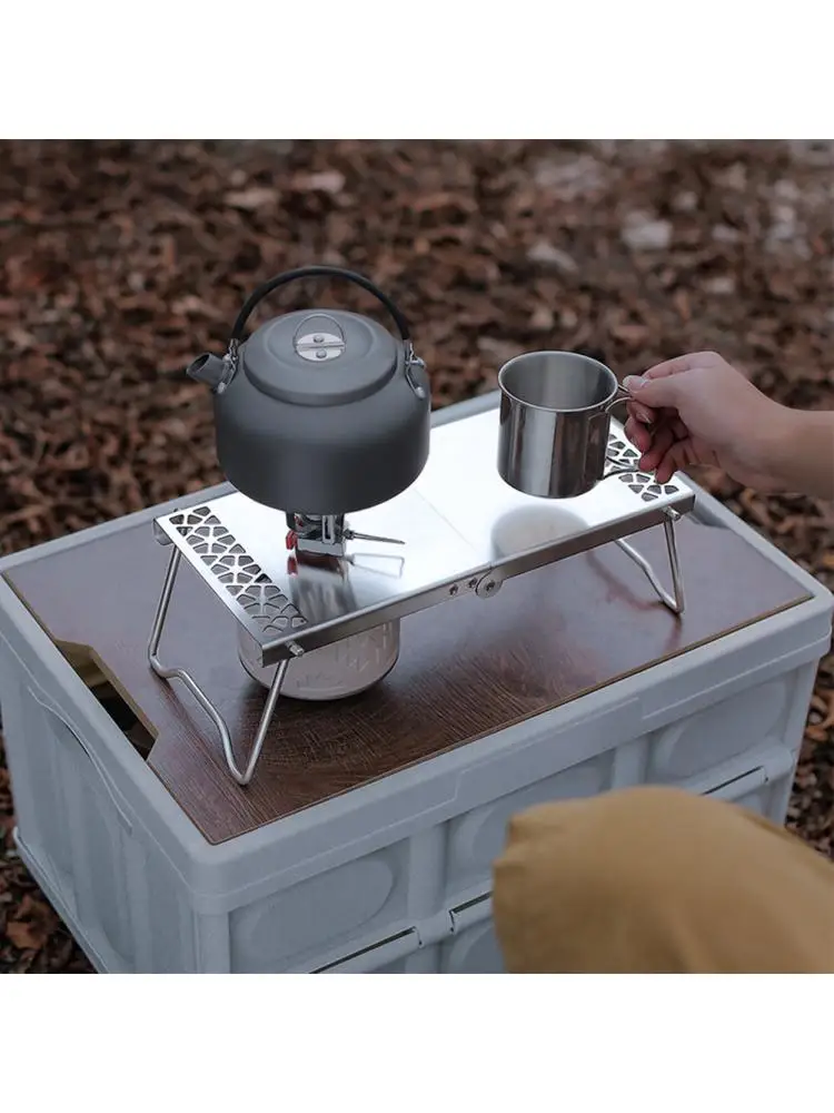 Argent Table pliante polyvalente en acier inoxydable, réchaud extérieur ...