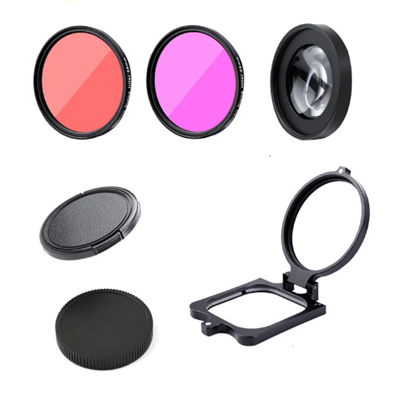 Canne selfie,Objectif Macro 16x HD + filtre de plongée rouge violet ...
