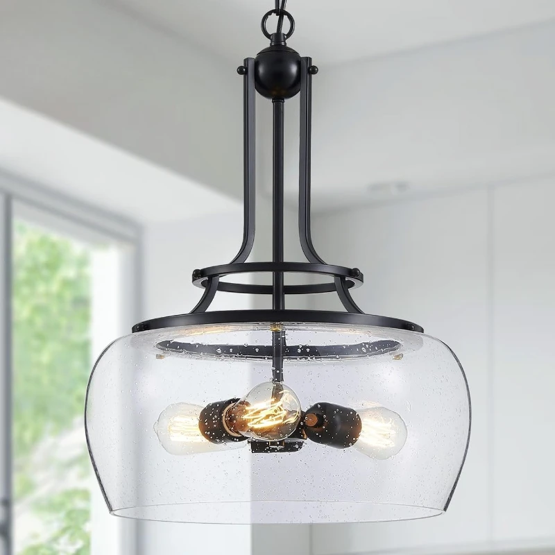 American Industrial Retro Clear Glass Pendant Lamps Singe Head Iron ...