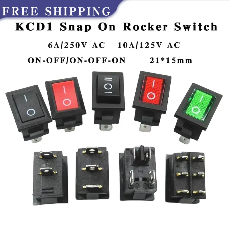 KCD1-Snap-On-Rocker-Power-Switch-10A-125V-6A-250V-CA-LIGAR-LIGAR-LIGAR ...