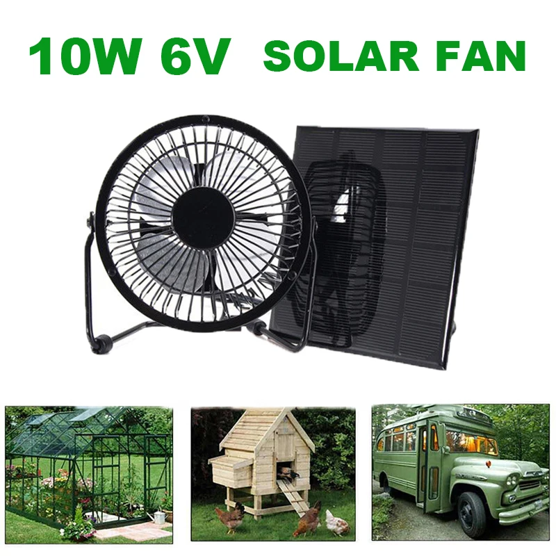 10W 6V Solar Exhaust Fan 4 Inch Mini Ventilator Solar Panel Powered Fan ...