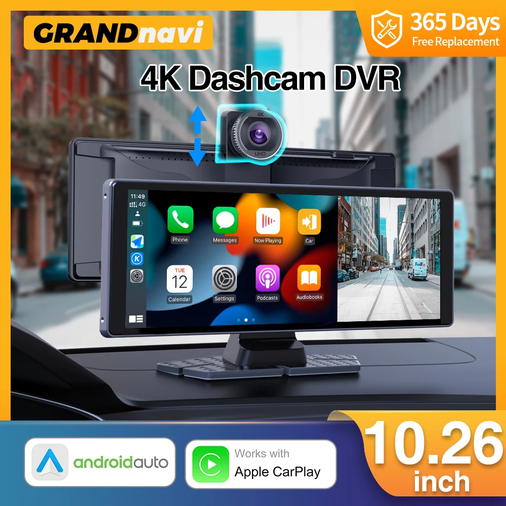 Grandnavi-4K-DashCam-DVR-Wireless-Carplay-Android-Auto-Video-Recorder ...