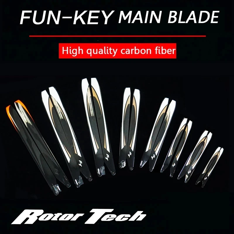 Rt Fun-key Rotor Tech Rc Helicopter Parts Carbon Fiber Main Blades ...