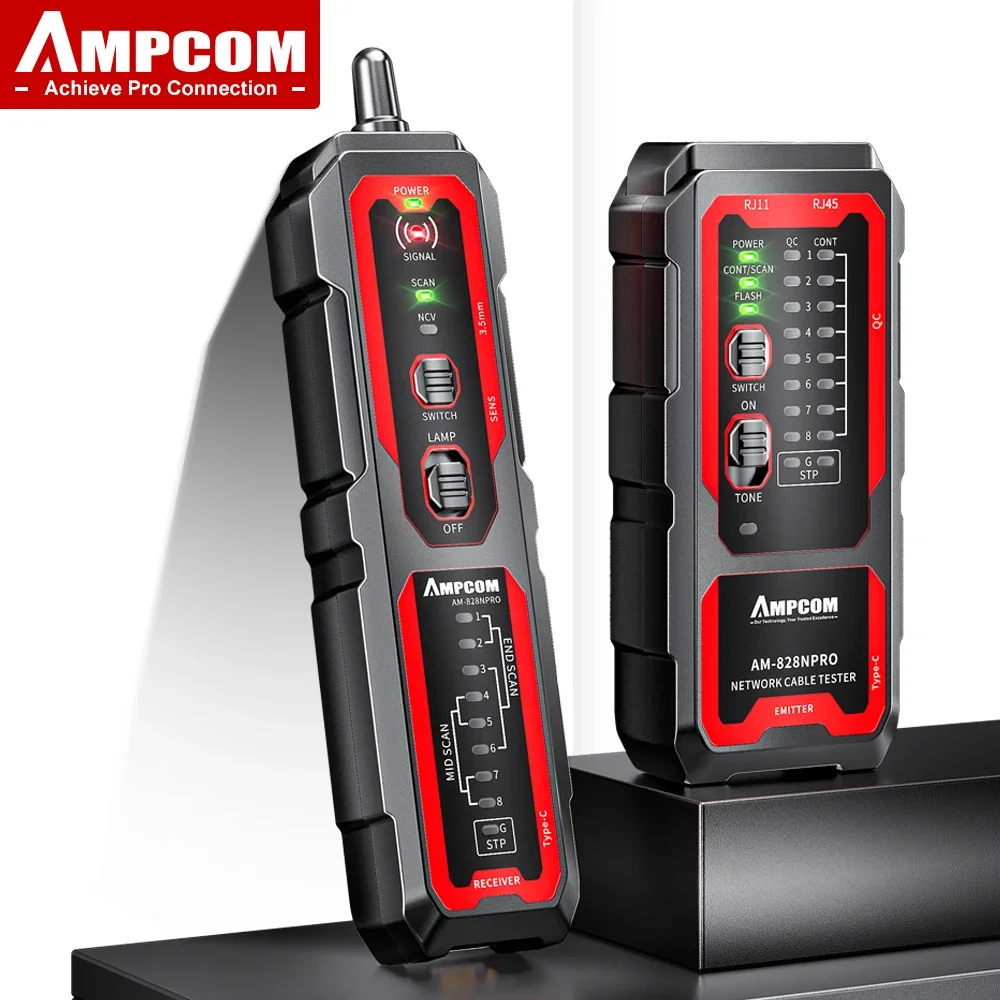 AMPCOM Network Cable Tester, USB Charging, Test on PoE, NCV, Ethernet ...