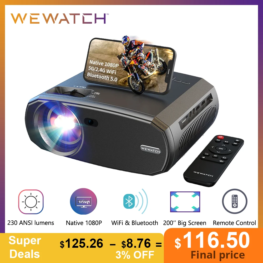 Wewatch V50 Portable 5g Wifi Projector Mini Smart Real 1080p Full Hd ...