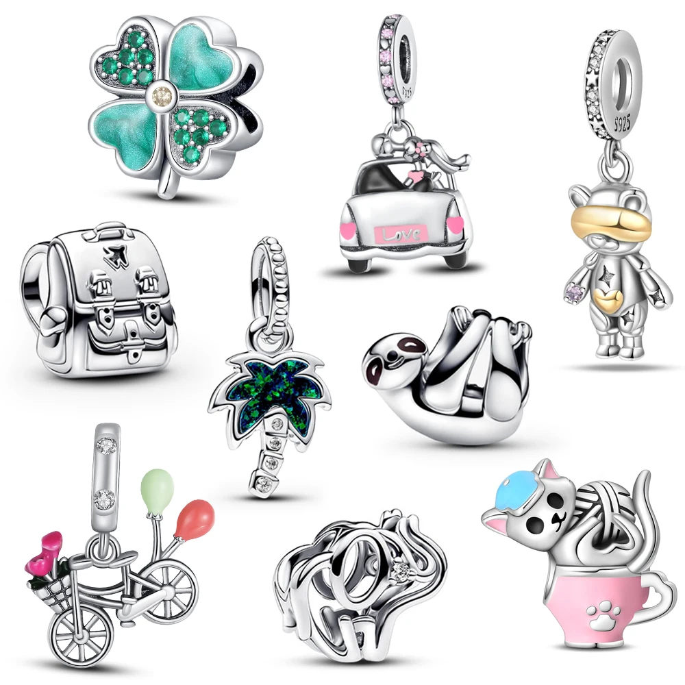2024-Summer-New-925-Sterling-Silver-Hanging-Sloth-Adventure-Car-Green ...