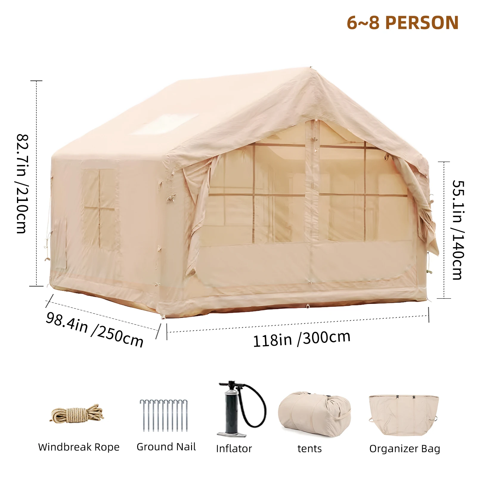 SENLEETO 6-8 Person Inflatable Tents for Camping,Thickened Waterproof ...