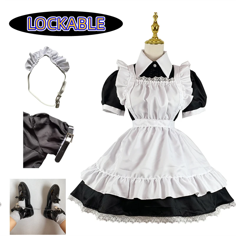 Sexy-Maid-Restraint-Outfit-Lockable-Slave-Dress-With-Lock-Anklecuffs ...