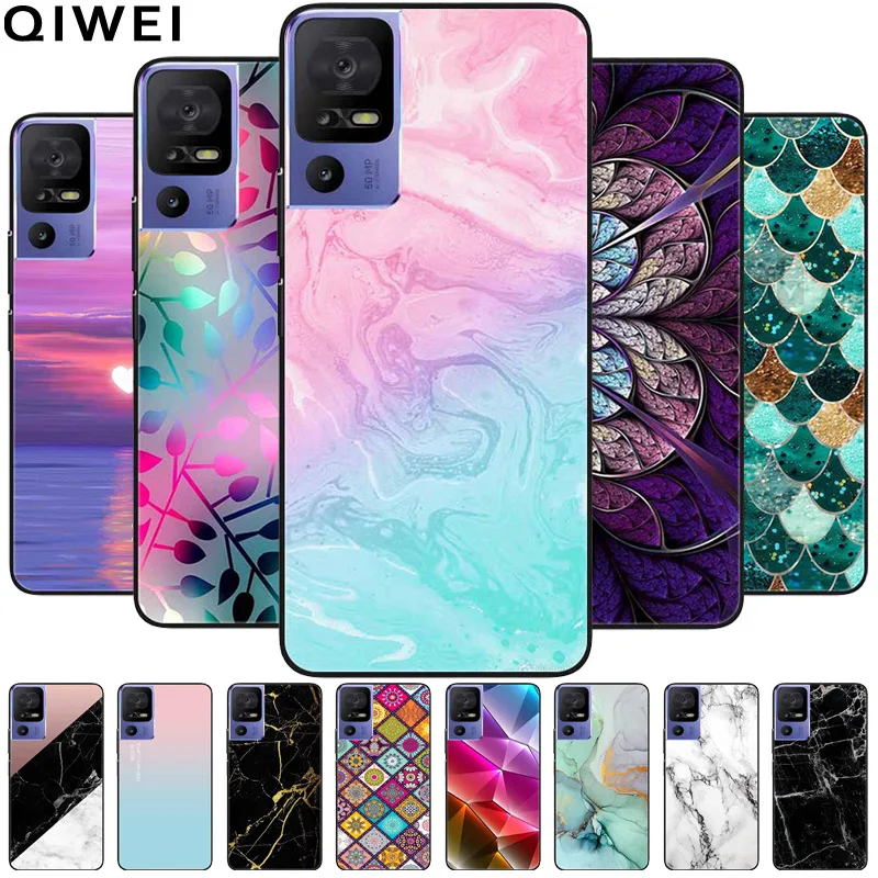 Phone Cases For TCL 40 SE Case Marble Printing Soft TPU Silicon Cover ...