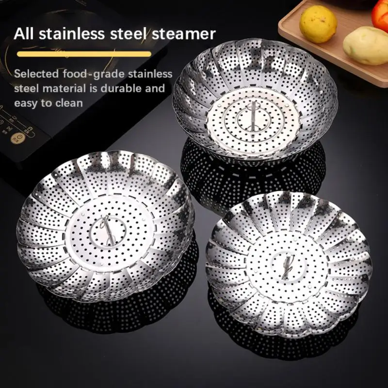 Folding-Dish-Steam-Stainless-Steel-Food-Basket-Mesh-Vegetable-Vapor ...