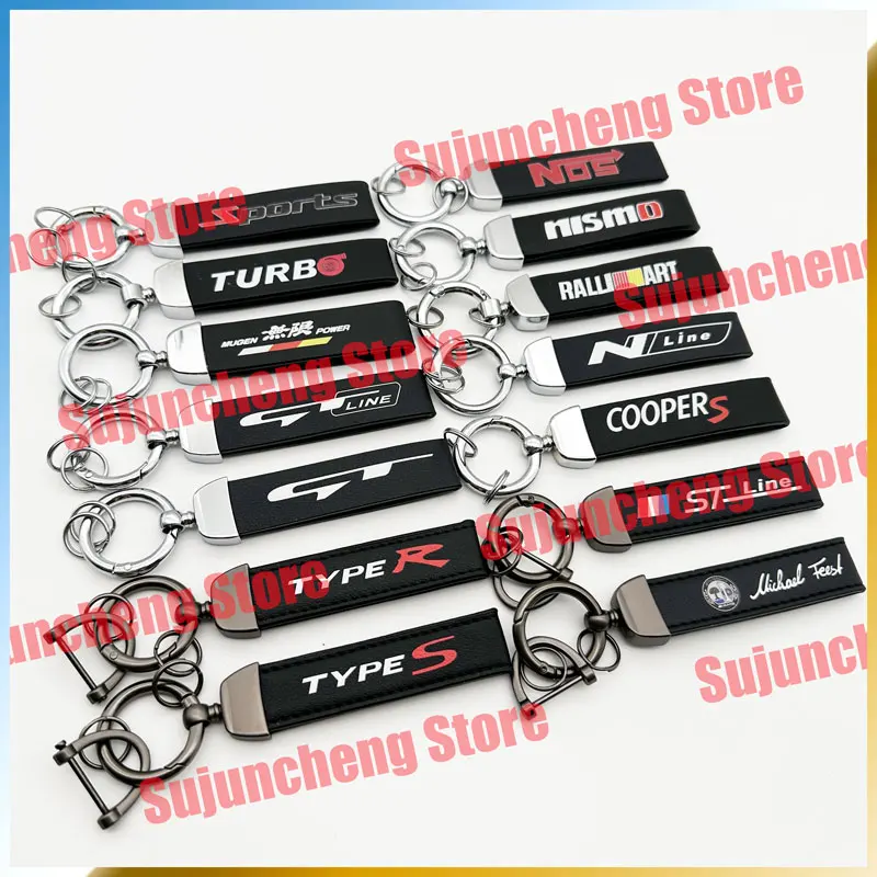 Sports-Style-Leather-Car-Keyring-Zinc-Alloy-Key-Ring-For-Nissan-Honda ...