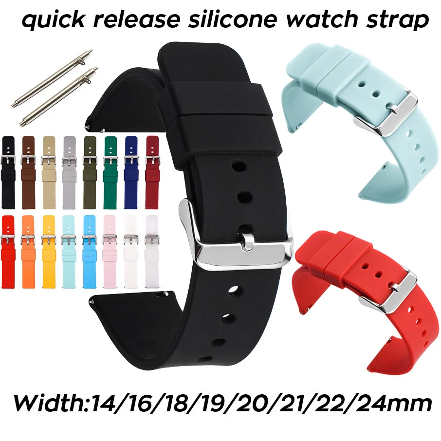 Universal-Sports-Silicone-Watch-Band-14mm-16mm-18mm-19-20mm-21-22mm ...