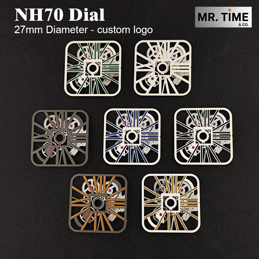 NH70 dial 27mm hollow dial men's watch dial square dial custom logo ...