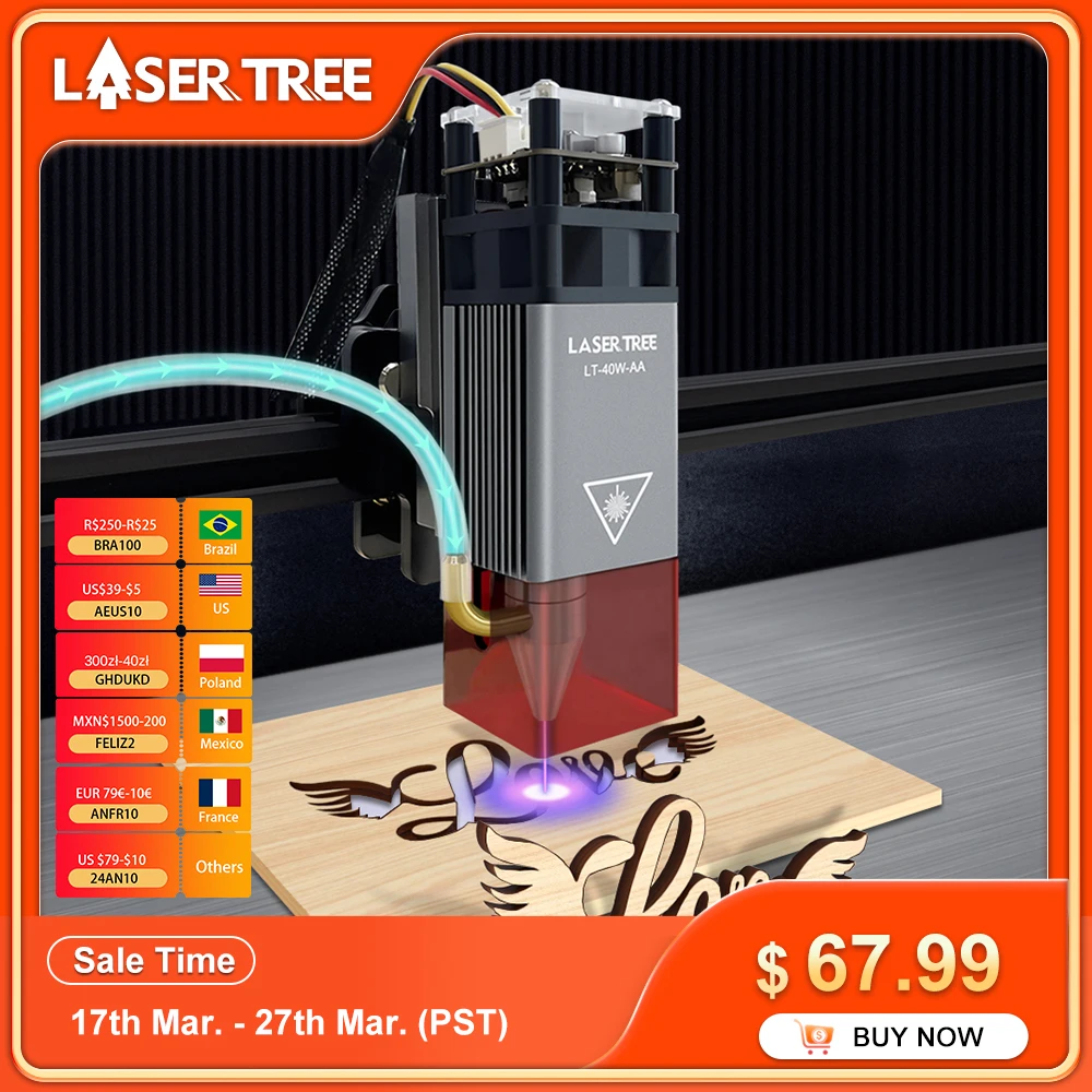 LASER TREE 4W 5W Optical Power Laser Head 450nm Blue Light TTL PWM ...