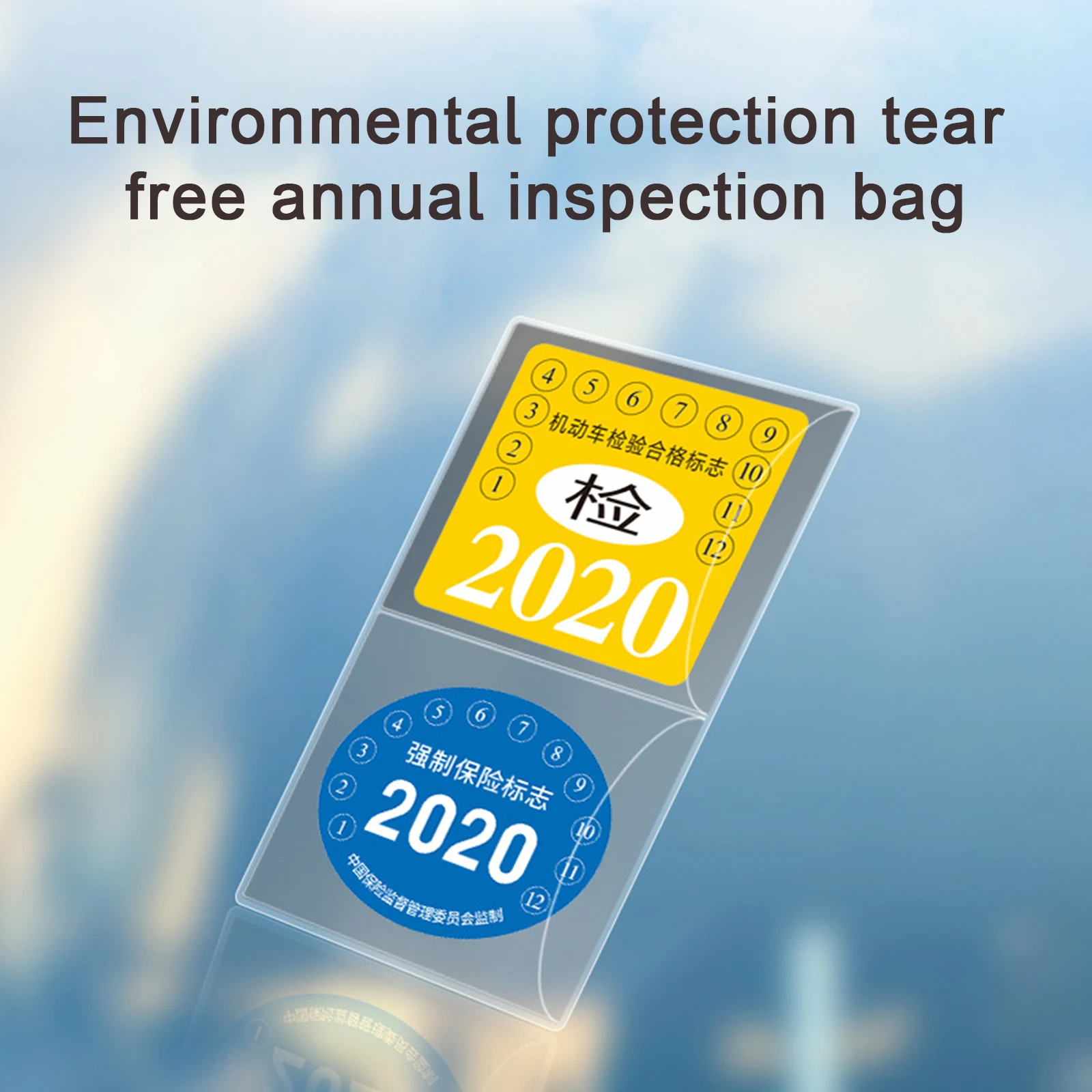 1 Pc Insurance Stickers Tear-free Bag Annual Inspection Compulsory Car ...