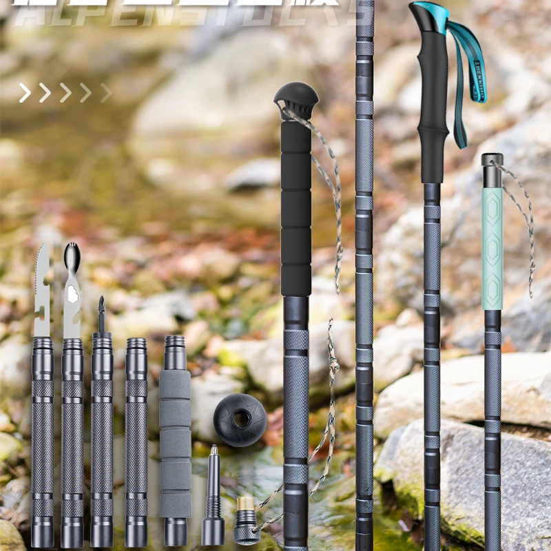 Folding-telescopic-outdoor-hiking-tactical-self-defense-stick-Walking ...