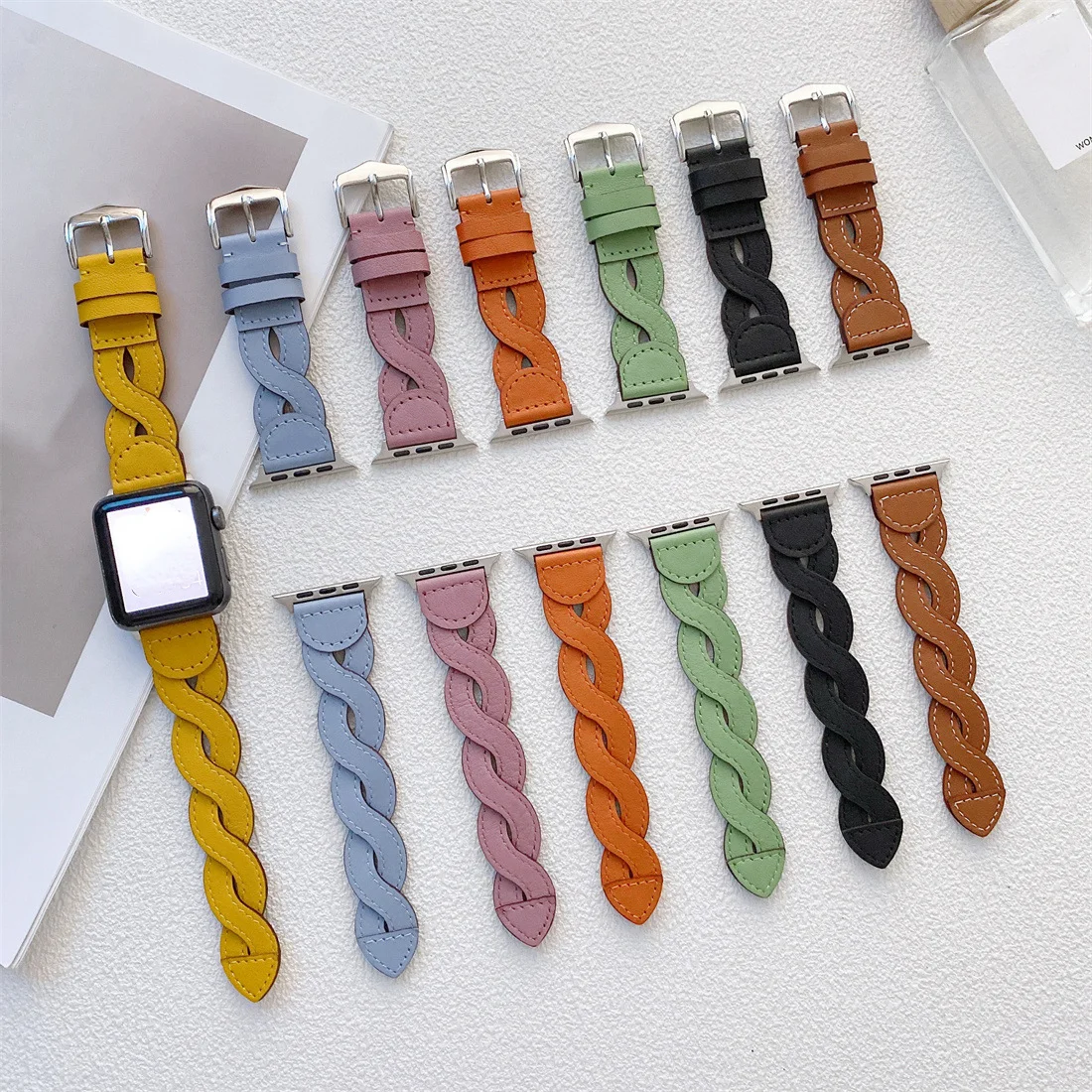 Apple Watch Band Leather Braided | Leather Wrist Bracelet | Leather ...