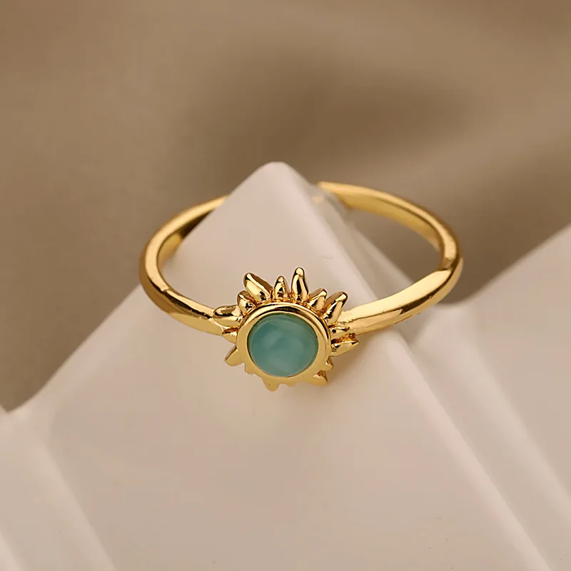 Vintage-Logo-Sun-Rings-Wholesale-Classic-Simple-Green-Opal-Sun-Star ...