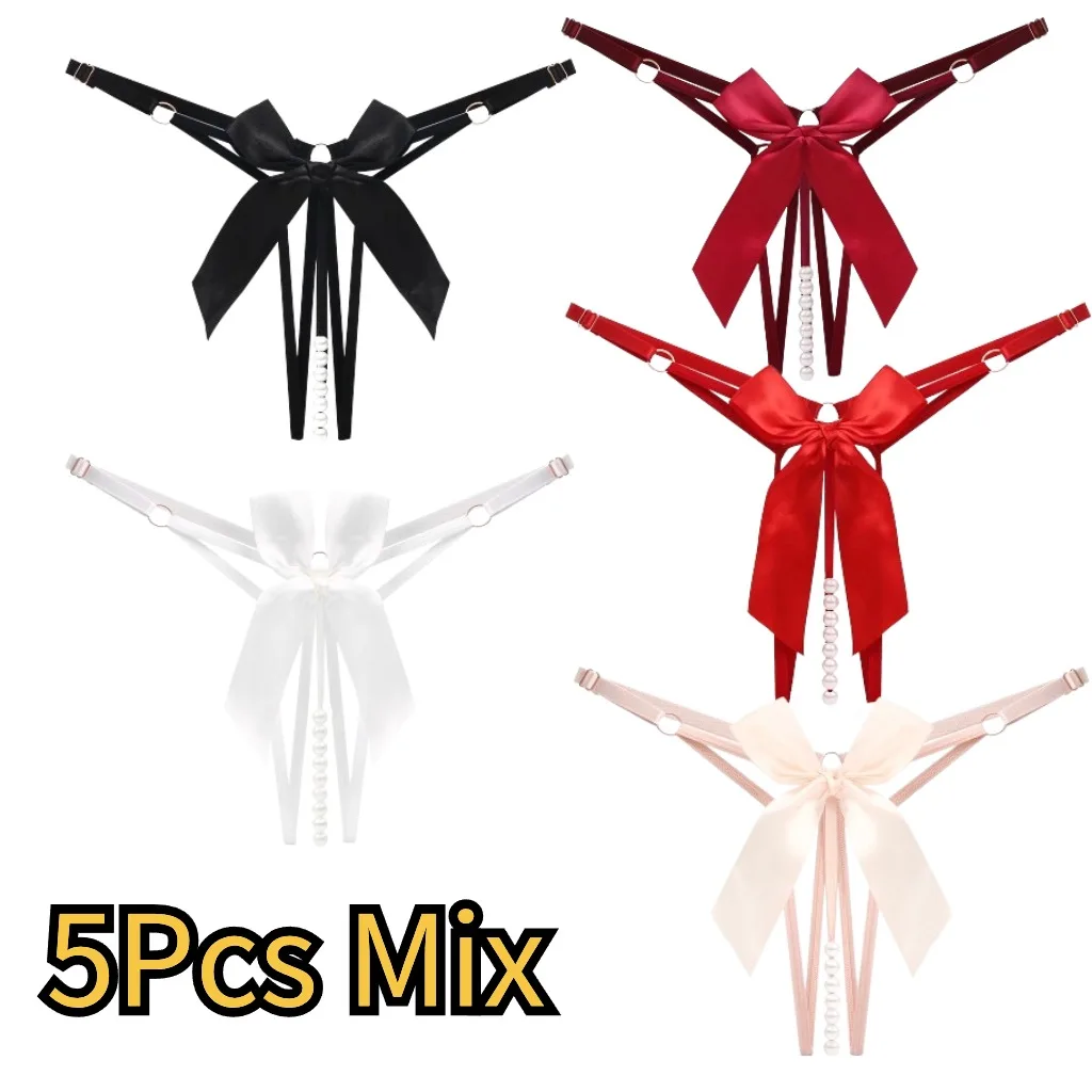 Cross-Straps-Sexy-Lingerie-Women-Thongs-With-Bow-Beading-2-3-5Pcs-Lots ...