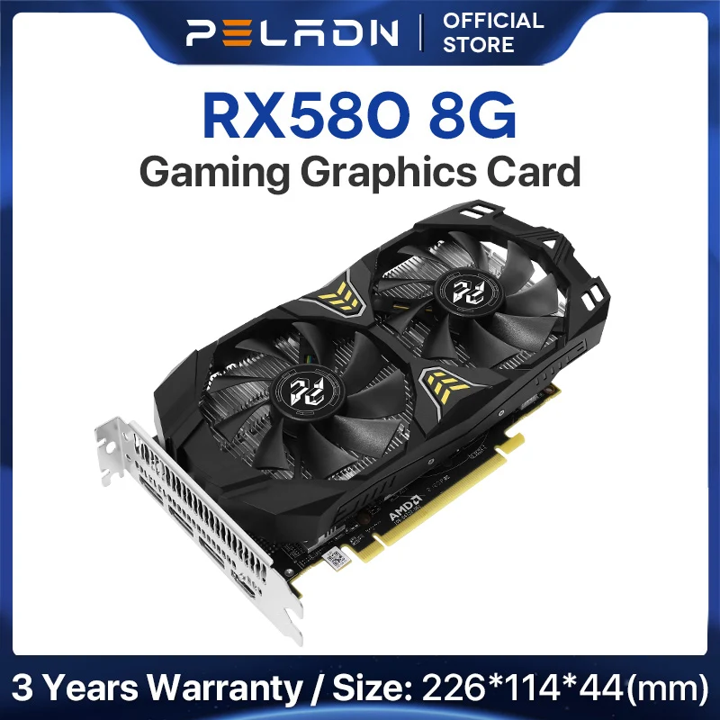 PELADN-RX 580 8GB Placa De Vídeo, 2048SP, GDDR5 2DP, Interface De Saída HD, RX580 8G, Placas ...