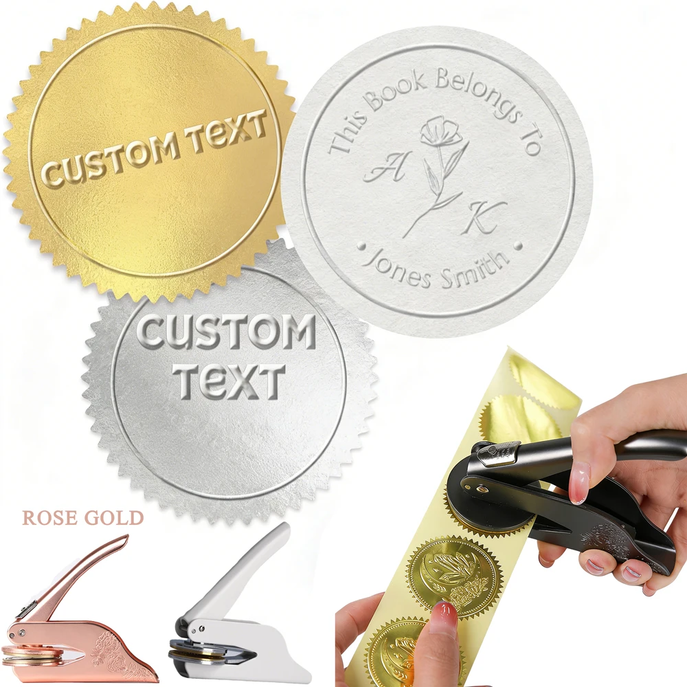 Custom Embosser Stamp Color Black/White Personalized Book Embosser ...