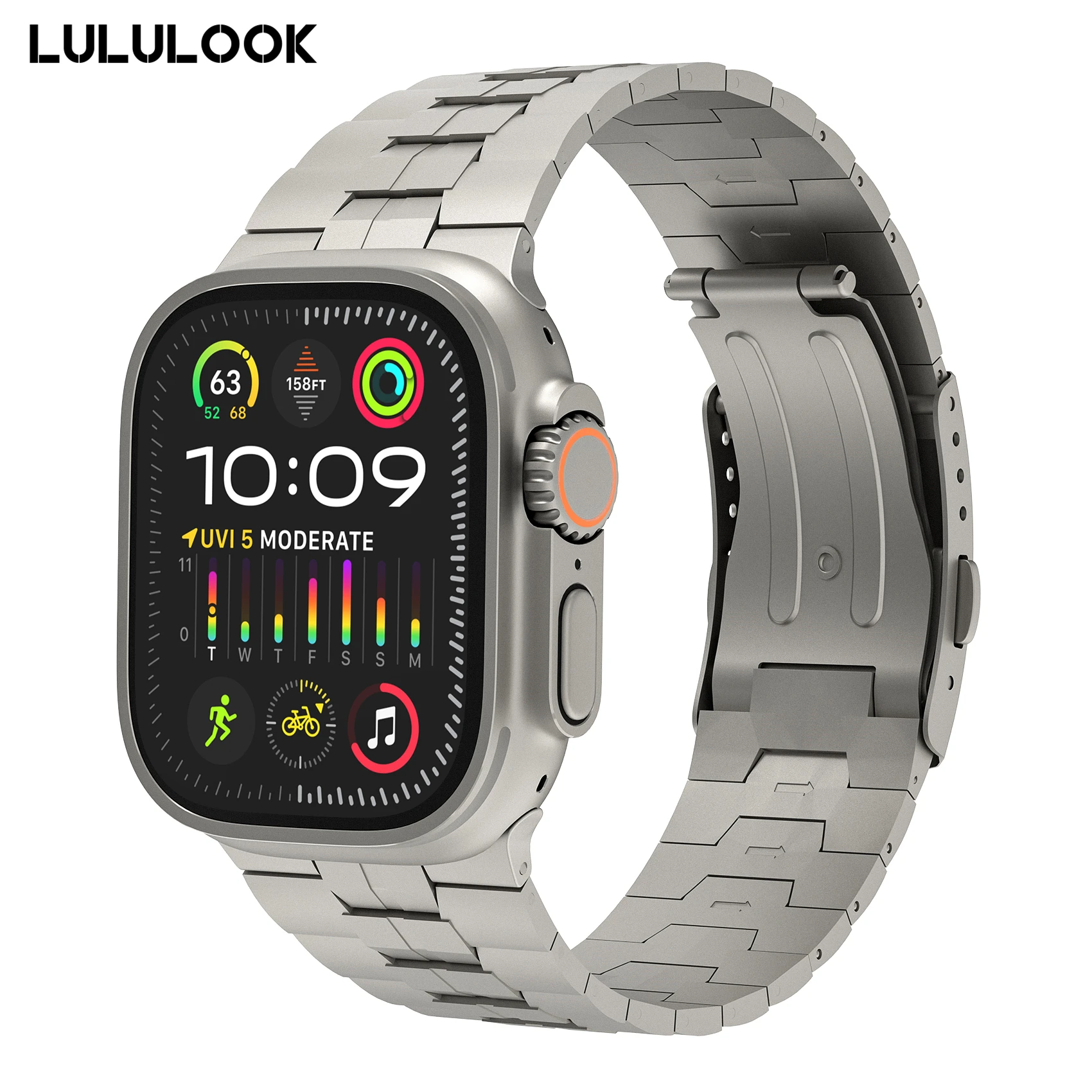 Lululook Titanium Band For Apple Watch Ultra 49mm Band Titanium Strap ...
