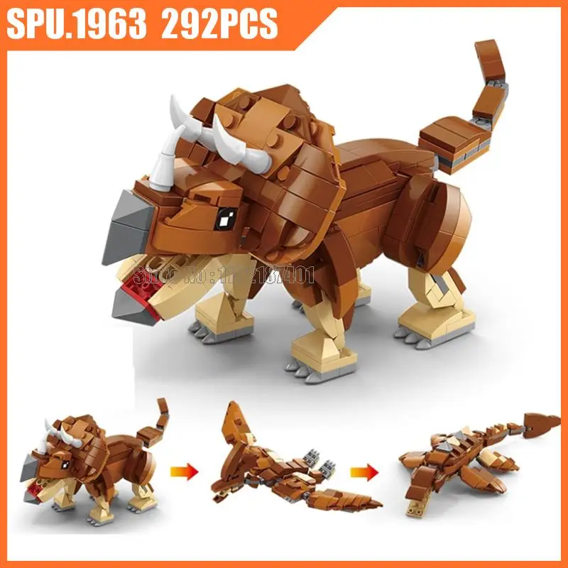 20023-292pcs-3in1-Jurassic-Dinosaur-Triceratops-Pterosaur-Mosasaurus ...