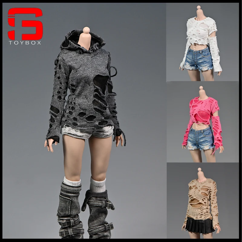 1/6 Scale Undercut T-shirt With Holes Clothes Model Fit 12'' Female ...