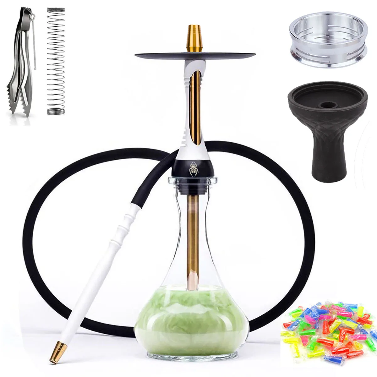 Hookah-Complete-Set-with-Glass-Base-Stainless-Steel-Shisha-Narguile ...