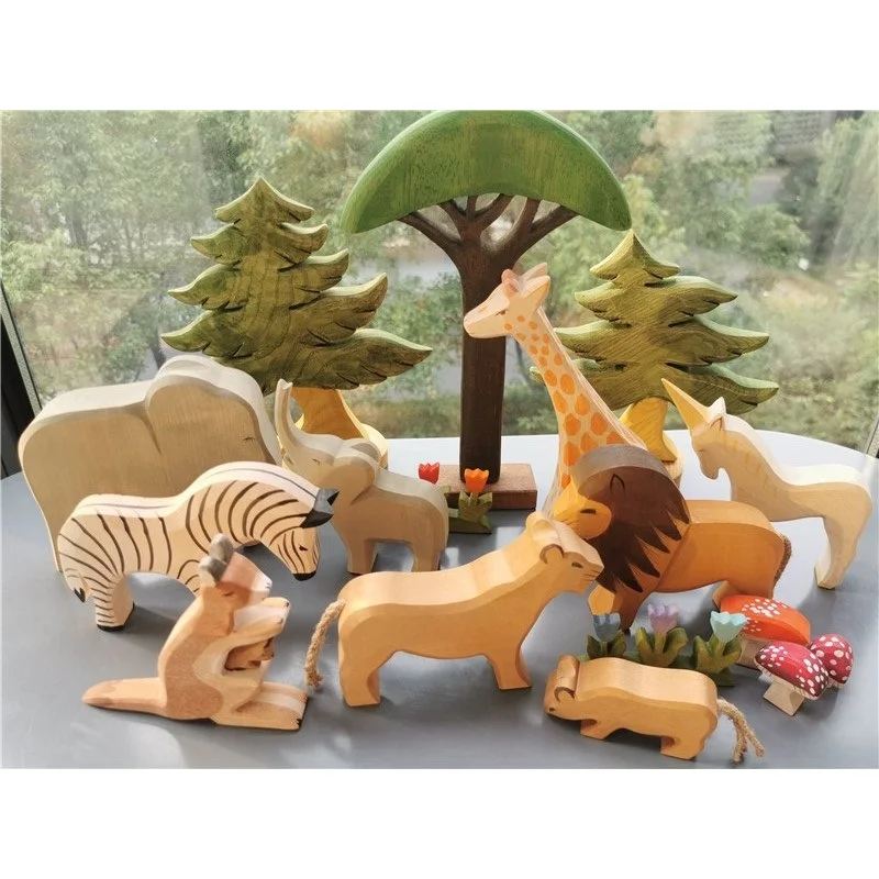 Colorful-Wooden-Animals-Handmade-Basswood-Stacking-Blocks-Toys-Forest ...