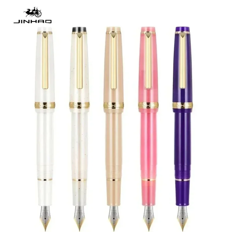 Jinhao 82 Fountain Pen Fluorescence Ink Pen Spin Golden EF F M Nib ...