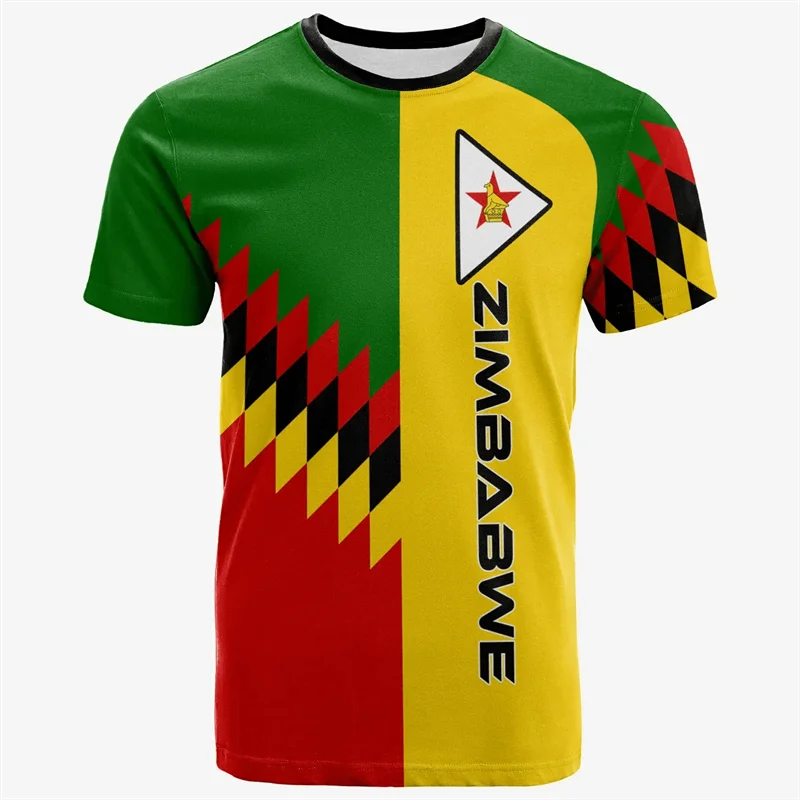 Zimbabwe National Flag Graphic T-shirt Summer Casual Streetwear Men's ...