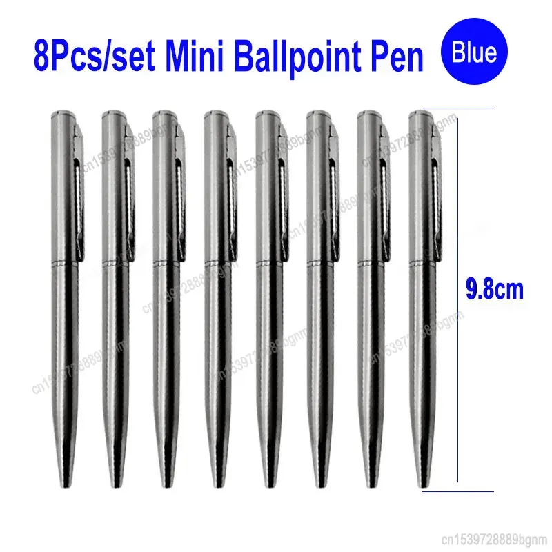 8Pcs-Set-Mini-Metal-Clip-Ballpoint-Pen-0-7mm-Office-Signature-Rotating ...