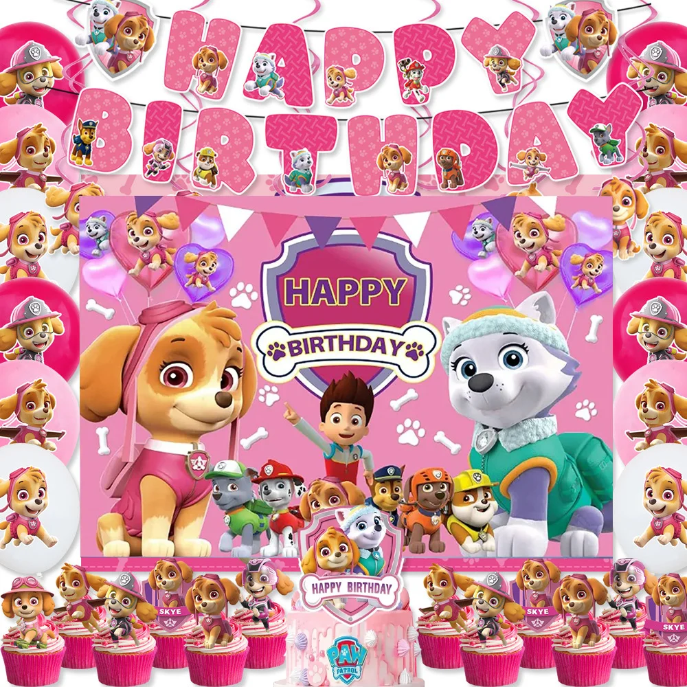 Pink-Paw-Patrol-Skye-Birthday-Party-Decor-Skye-Foil-Latex-Balloons ...