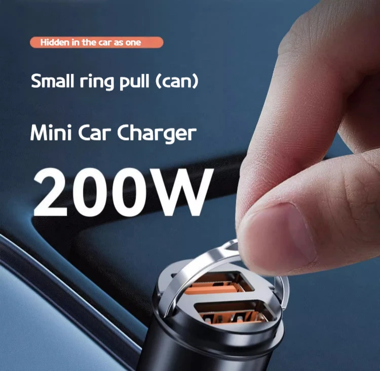 200W Mini Car Charger Lighter Fast Charging for iPhone QC3.0 Mini PD ...