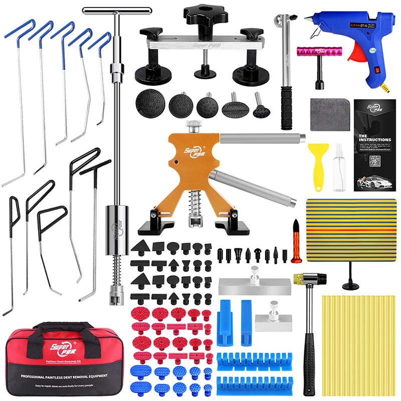Car-Crowbar-Paintless-Dent-Repair-Tool-Kit-Hook-Push-Rod-Glue-Stick ...