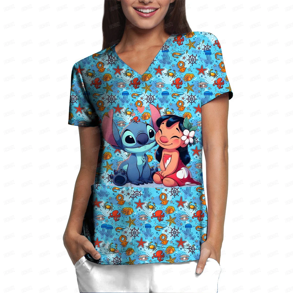 Disney-Uniforme-de-enfermera-con-estampado-de-Stitch-Uniforme-m-dico ...