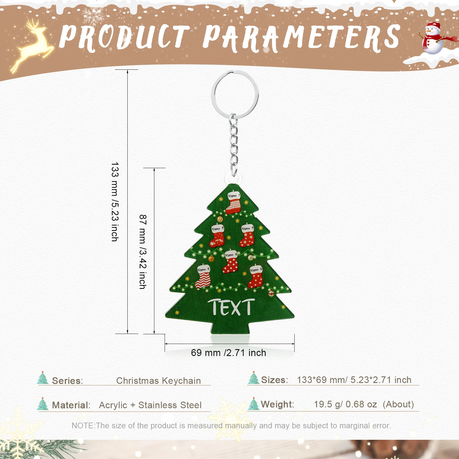 Personalized Acrylic Christmas Tree Keychain | Gifts Flash