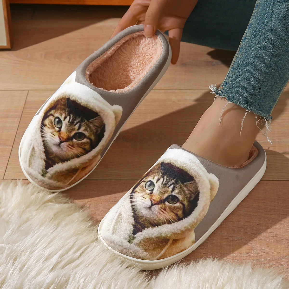 Cartoon Sausage Dog Head Cover Cotton Slippers Fleece Surface Home ...