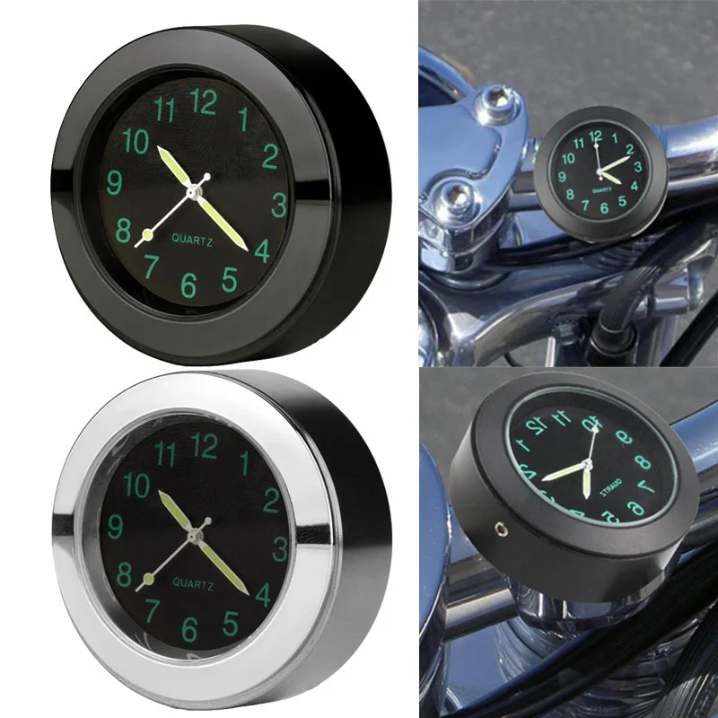 Motorcycle-Handlebar-Clock-Luminou-Waterproof-Aluminum-Timetable-Cycle ...