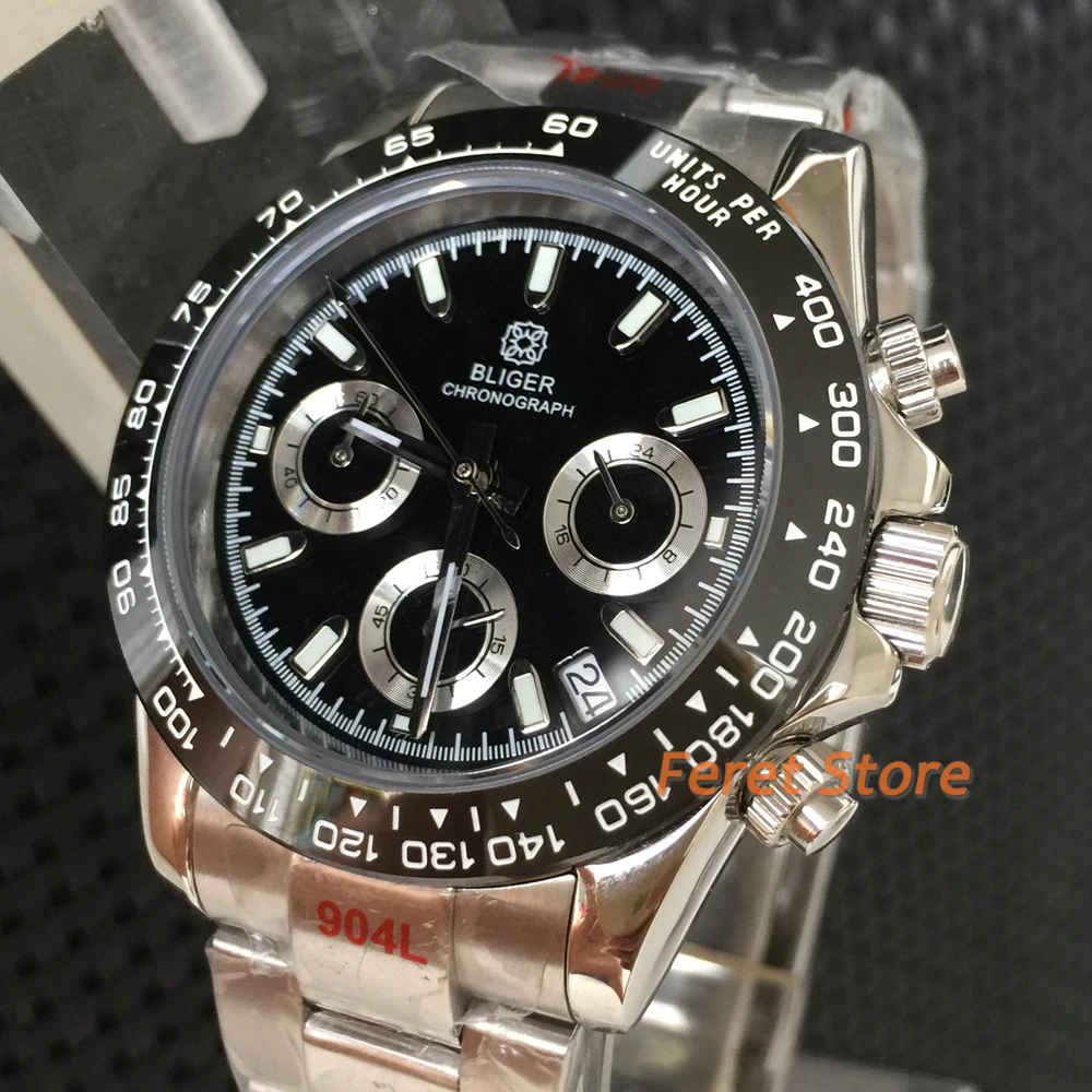 BLIGER Japan VK63 Movement Quartz Chronograph Fashion Watch 39mm ...