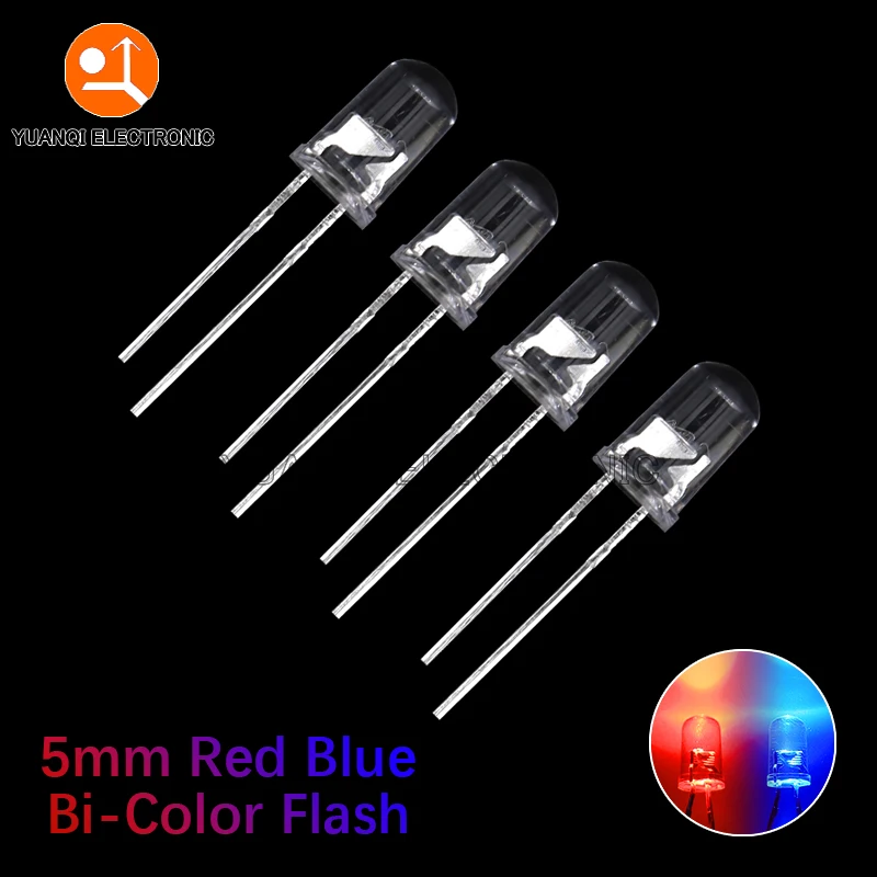 50pcs-F5-5mm-Flash-Red-Blue-Bi-Color-Light-Emitting-Diode-Automatic ...