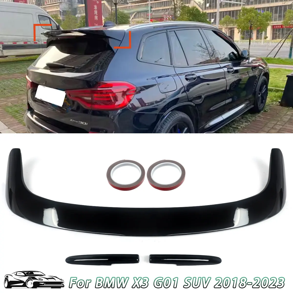 Rear Roof Spoiler Top Window Wing Lip Glossy Black For 2018-2023 BMW X3 ...
