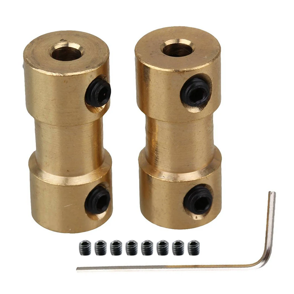Golden-Brass-Rigid-Shaft-Adapter-Connector-Coupling-Coupler-Motor ...