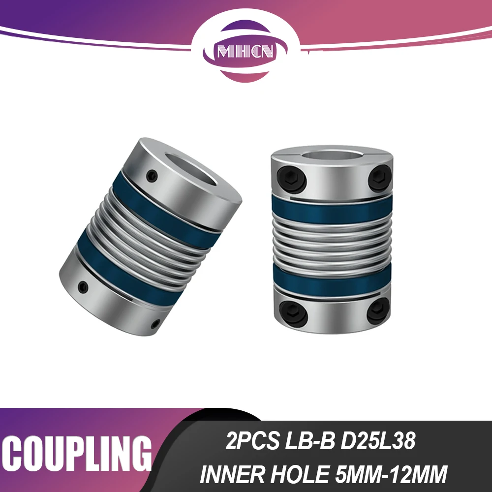 MHCN 2PCS LB-B D25L38 Bellows Coupling Inner Hole 5mm-12mm Flexible ...