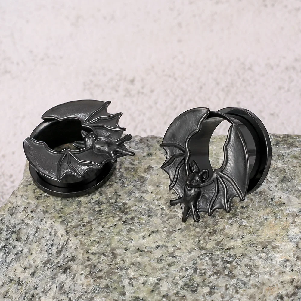 2PCS-316-Stainless-Steel-Bat-Ear-Gauges-Plugs-Ear-Hangers-Tunnels ...