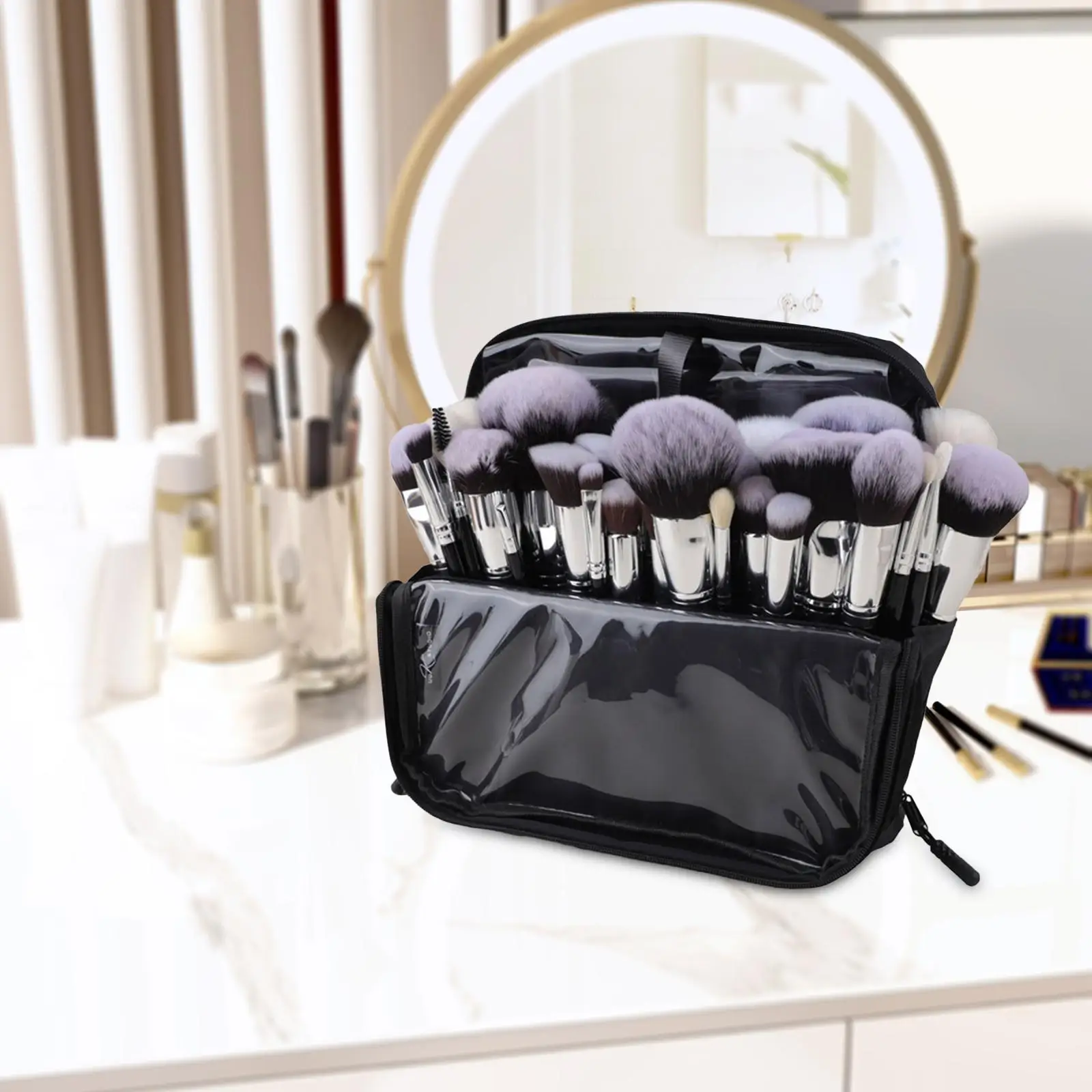 Waterproof Oxford Makeup Brush Holder with Zipper Detachable ...