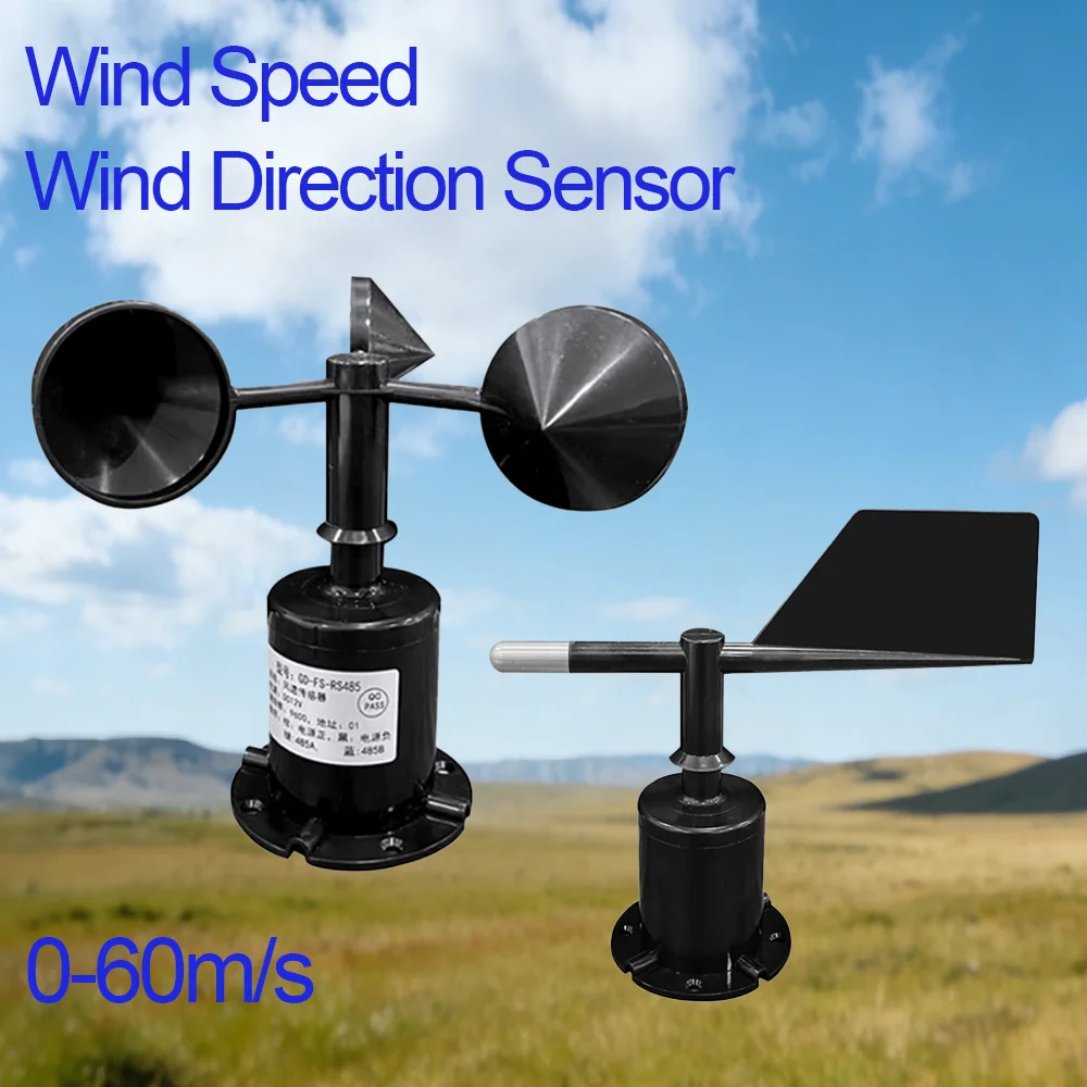 Weather Station Outdoor 3 Cup Anemometer Sensor 60m/s Output RS485 4 ...